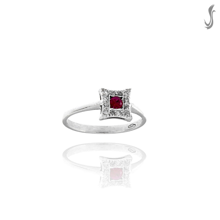 Anello "Shanghai" in oro 750°°° , diamanti e rubino – Vicari Gioielli